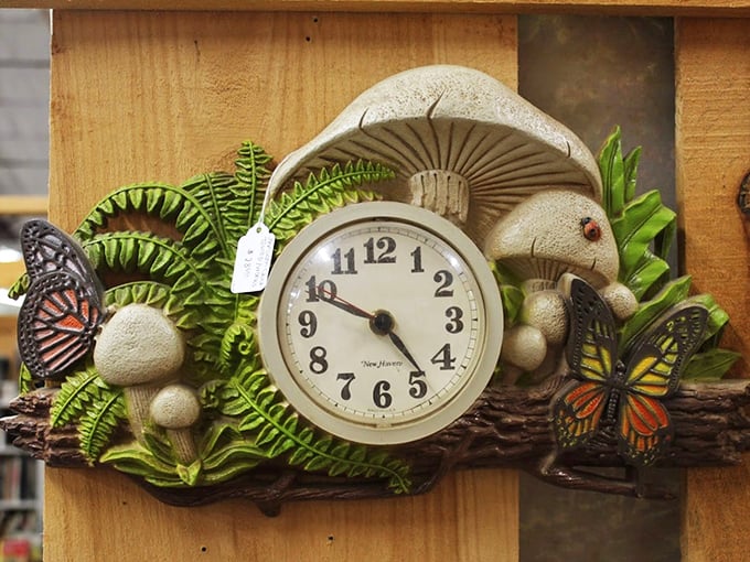 Time stands still among the mushrooms and butterflies in this whimsical clock that brings enchanted forest vibes to any wall.