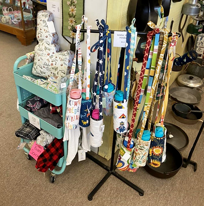 Colorful water bottles and aprons that bring whimsy to everyday tasks. Practical items become joy-sparking treasures when they come with personality attached.