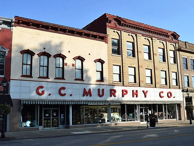 Historic downtown buildings house antique shops and local businesses, creating shopping experiences where browsing costs nothing and treasures await discovery.