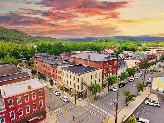 Sunset over Huntingdon transforms the valley into nature's own light show &ndash; no admission ticket required, just eyes.