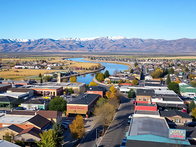 This breathtaking aerial view reveals Burley's perfect positioning along the Snake River, with mountain vistas that make everyday scenery feel like vacation postcards.