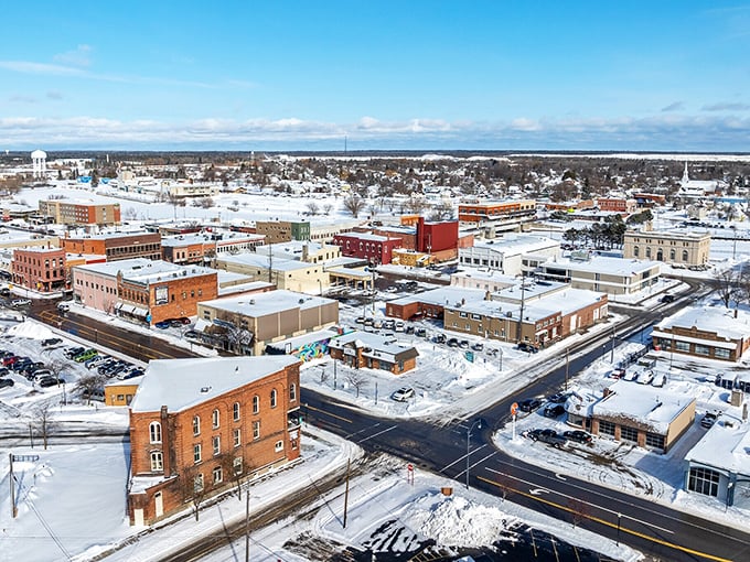 Aerial views reveal a compact downtown where everything's walkable and wonderfully budget-conscious. 