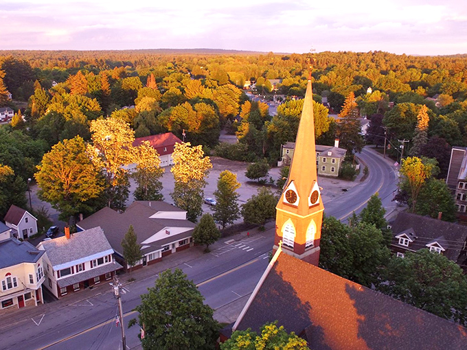 Golden hour transforms Farmington into a literal treasure. From this aerial view, you can almost see your retirement dollars stretching across the landscape.