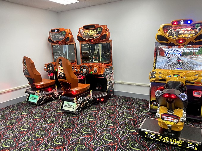 When you need a break from automotive history, the arcade offers different kinds of horsepower &ndash; measured in quarters and nostalgic button-mashing.