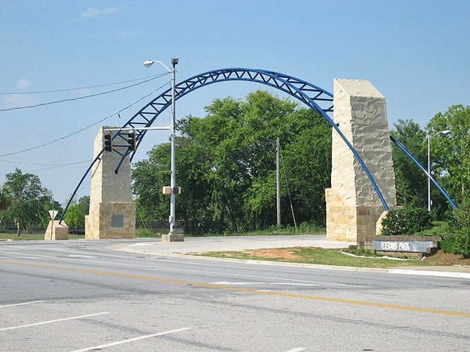 This distinctive archway marks the entrance to one of Albany's special districts, welcoming visitors with architectural flair and Southern hospitality.