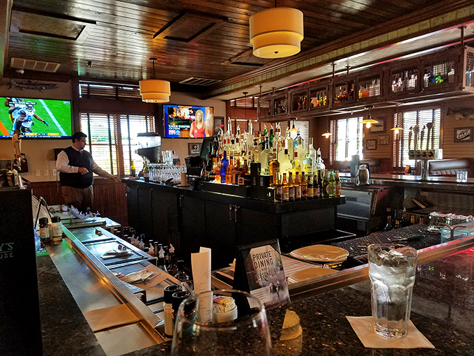 The bar at Landry's &ndash; where seafood stories get taller and vacation calories "don't count" according to the unwritten rules of Branson dining.