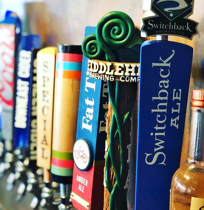 Local Vermont breweries get pride of place on the tap handles, because supporting your neighbors while eating massive burgers just makes sense.