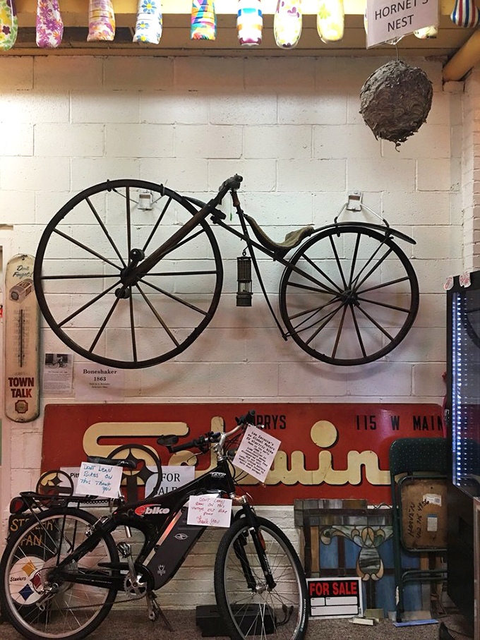 This 1863 boneshaker velocipede reminds us that before comfort was invented, our ancestors were willing to rattle their fillings loose for transportation.