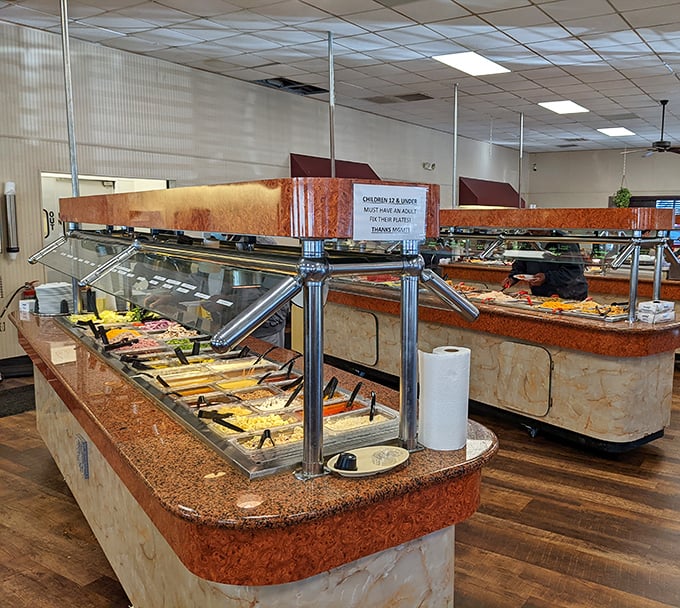 The buffet line at Nelson's&mdash;where decisions are difficult, portions are generous, and regrets are impossible.