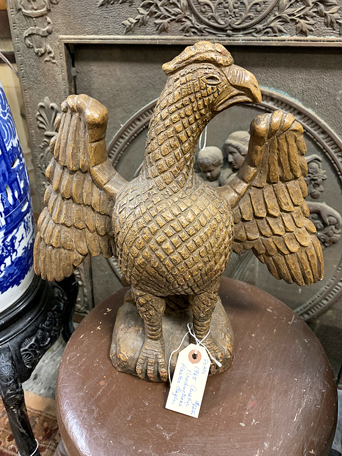 This carved eagle sculpture showcases craftsmanship that required actual skill instead of just AI-generated design prompts.