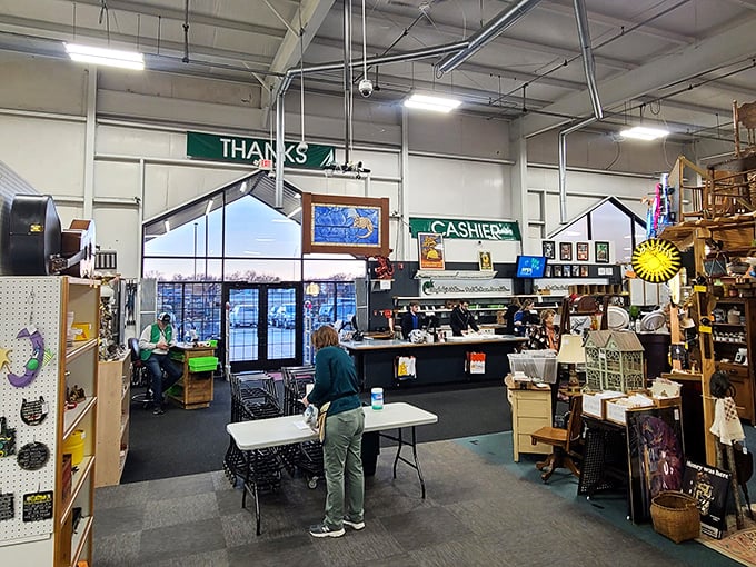 The friendly cashier area welcomes treasure hunters with small-town hospitality and genuine excitement for your discoveries.
