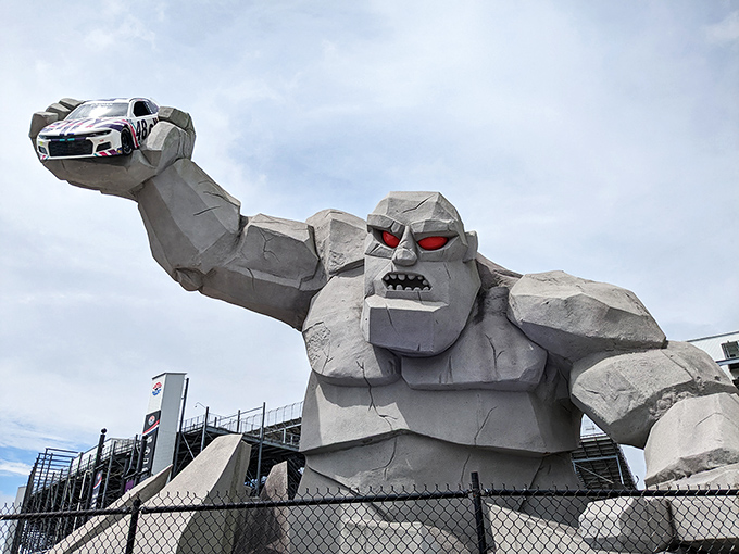 Miles' menacing red eyes and fierce expression suggest he takes the "monster" in Monster Mile quite seriously&mdash;and so should you.