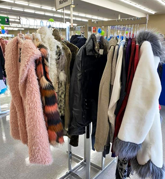 Fur and faux fur fashion finds hanging like exotic pelts at a luxe boutique. Winter warmth without the first-owner price tag!