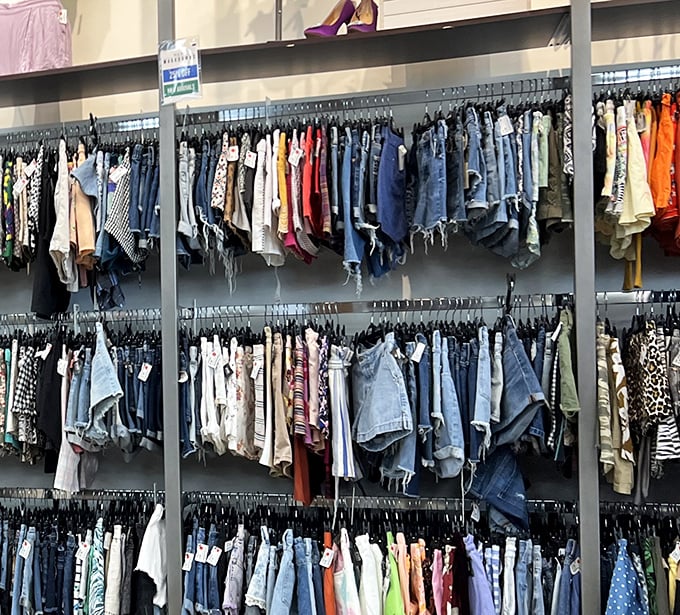 Denim heaven arranged with the precision of a library and the excitement of a candy store. Jean therapy at its finest.