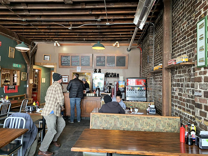 The exposed brick interior creates the perfect backdrop for breakfast conversations that range from "mmm" to "you've got to try this."