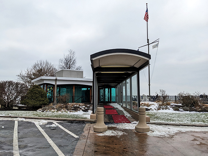 Even winter can't diminish the drama when a restaurant literally extends out over one of the Great Lakes.