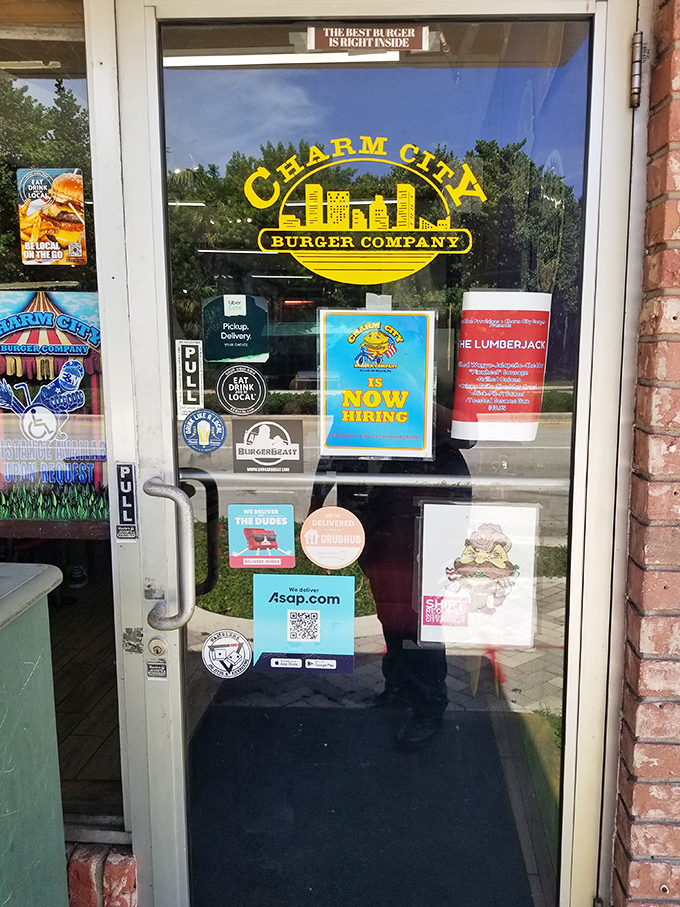 The door to deliciousness awaits. That "Best Burger" sign isn't just marketing—it's more like a spoiler alert for what's about to happen to your taste buds.