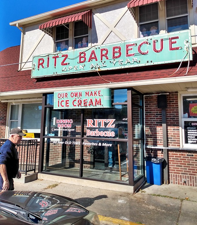 The entrance that doesn't promise luxury or exclusivity &ndash; just honest food that will leave you happier than when you arrived.