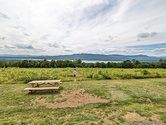 Sometimes the perfect picnic spot finds you. This hilltop meadow with its sweeping lake views practically demands you unpack your sandwich and stay awhile.
