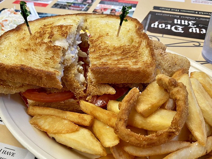 This fish sandwich arrives perfectly grilled with all the fixings, turning a Lenten Friday staple into something worth celebrating year-round.
