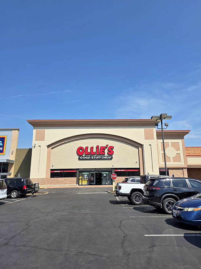 The exterior view on a perfect Missouri day &ndash; cars in the lot represent shoppers from all walks of life united by the universal joy of a bargain.