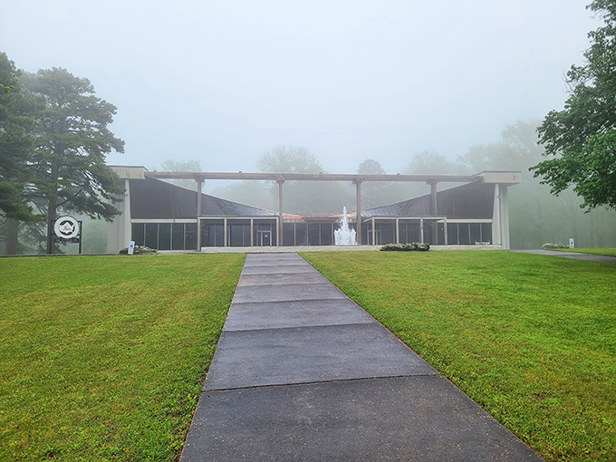 On misty mornings, the Museum of Automobiles emerges from the fog like an automotive Brigadoon, promising mechanical marvels within its modernist walls.