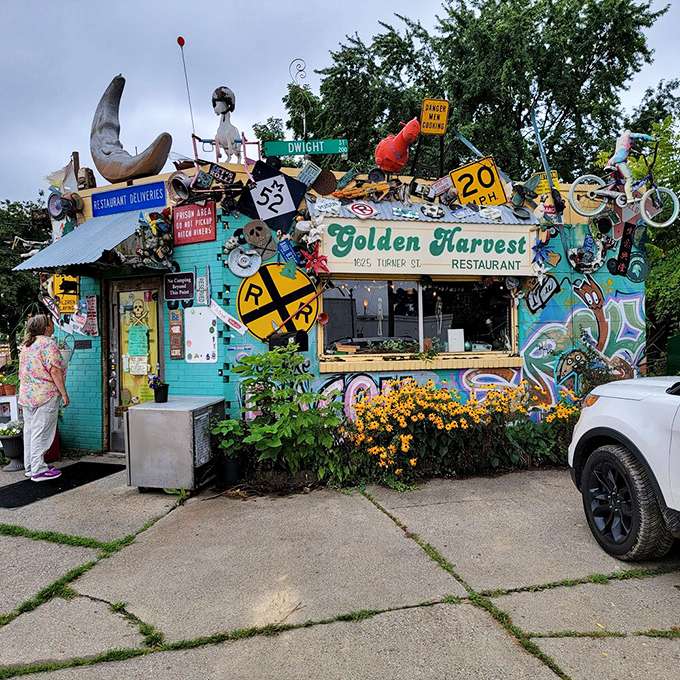 The facade that launched a thousand Instagram posts. Golden Harvest's exterior is Michigan's most photogenic breakfast ambassador.