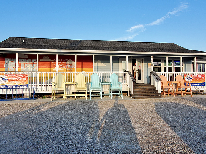 Morning sunshine casts long shadows across LongBill's welcoming facade&mdash;a new day of serving up seafood treasures to lucky visitors begins.