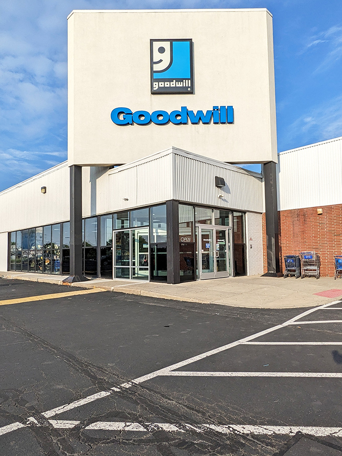 The iconic blue smile logo promises what awaits inside: the joy of finding something wonderful for practically nothing.