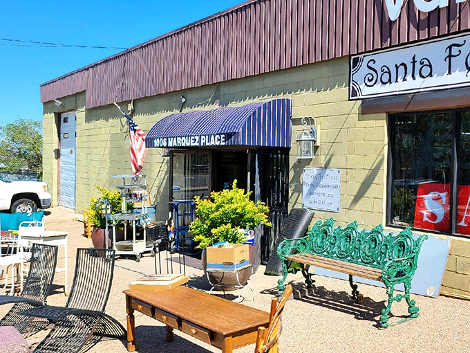 The unassuming exterior belies the wonderland within. Like a treasure chest disguised as a building, Santa Fe Antiques invites you to discover its secrets.