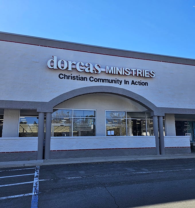 The bright blue sky seems to celebrate your arrival at this community cornerstone where shopping and giving back happen simultaneously.