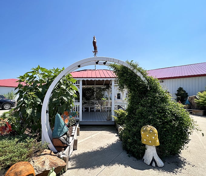 Before you even step inside, a charming gazebo welcomes you to Walnut Creek Marketplace, inviting you to slow down and explore.