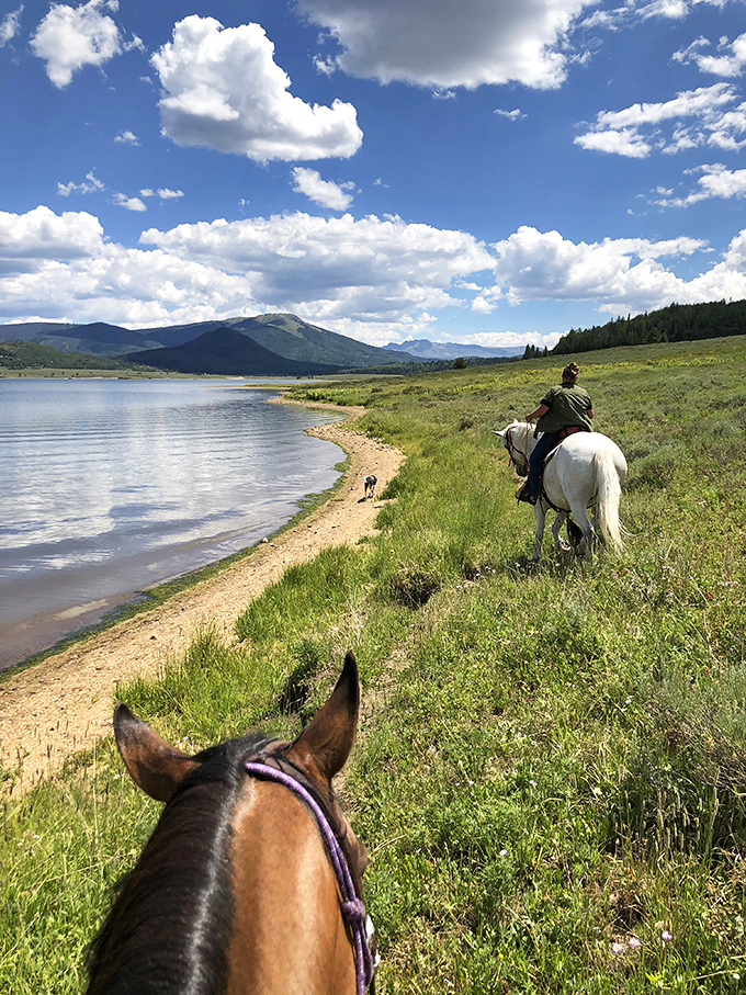Horseback riding along Steamboat Lake's shoreline offers the kind of "I'm in a Western movie" moment that stays with you long after you've returned home.