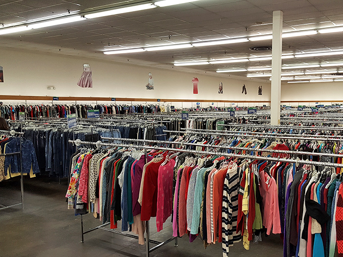 A panoramic view of organized chaos&mdash;where each rack holds the possibility of that perfect find you didn't know you needed.