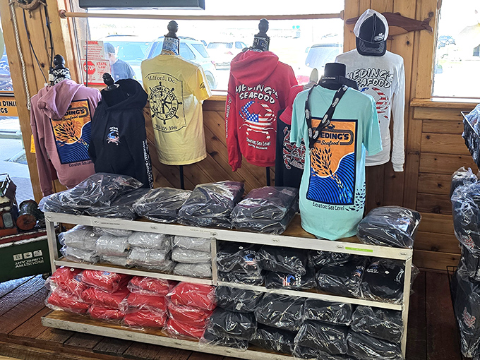 Meding's merchandise lets you take the memories home, though sadly not the actual crab cakes themselves.