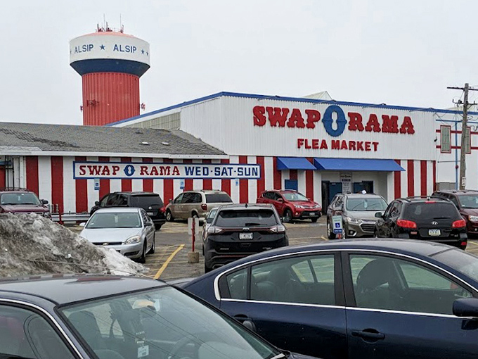 Even the Alsip water tower watches over this temple of commerce and community gathering.