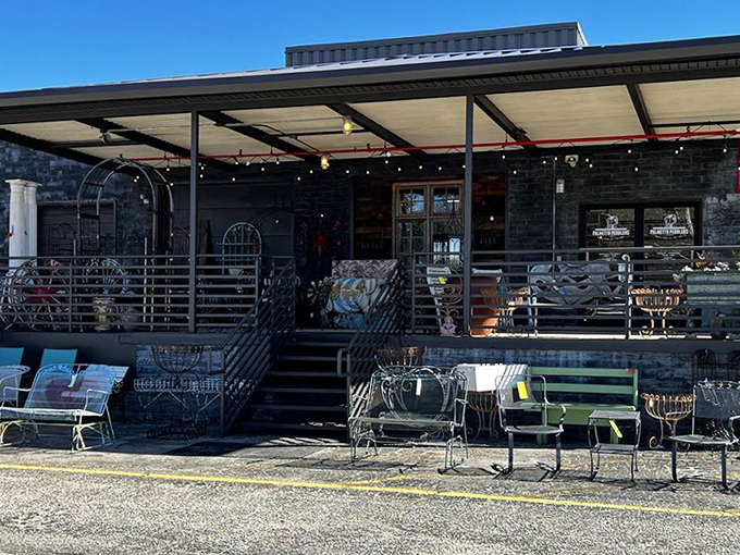 The outdoor inventory changes daily, like nature itself. These garden pieces have weathered actual weather, giving them the patina of authenticity no reproduction can match.