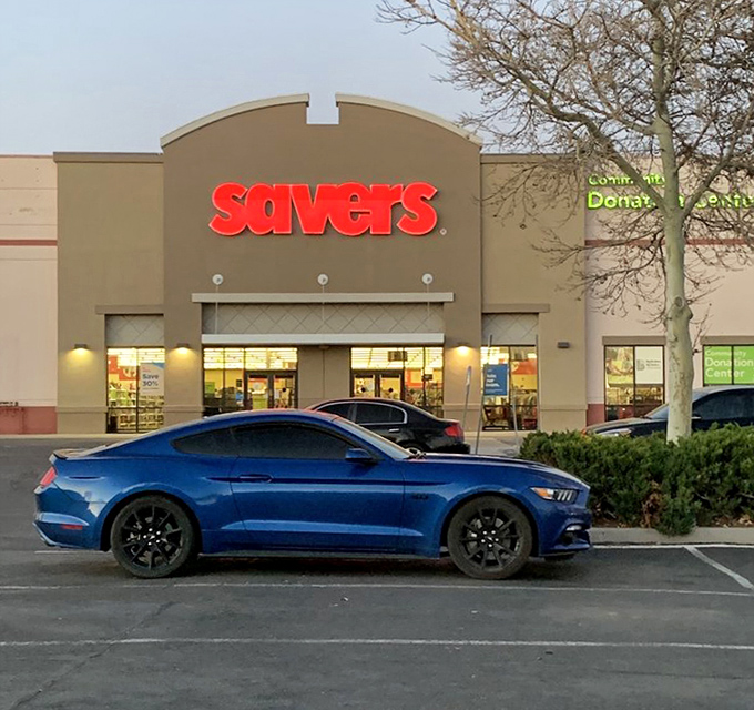 Even luxury car owners know a good deal when they see one – Savers' exterior welcomes bargain hunters from all walks of life.