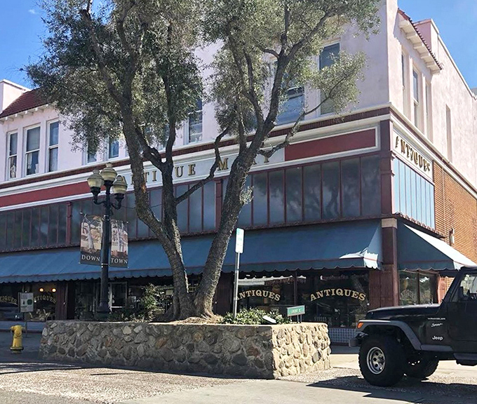 The stately exterior of Pomona Antique Mart stands as a landmark in downtown Pomona, a treasure chest of history waiting to be explored.
