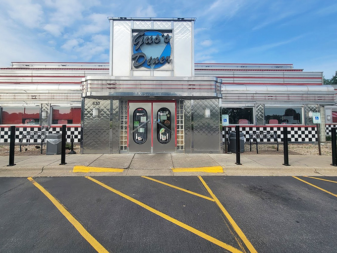 Shining like a beacon of breakfast hope on a sunny day. This isn't just a building &ndash; it's a temple dedicated to the art of diner cuisine.