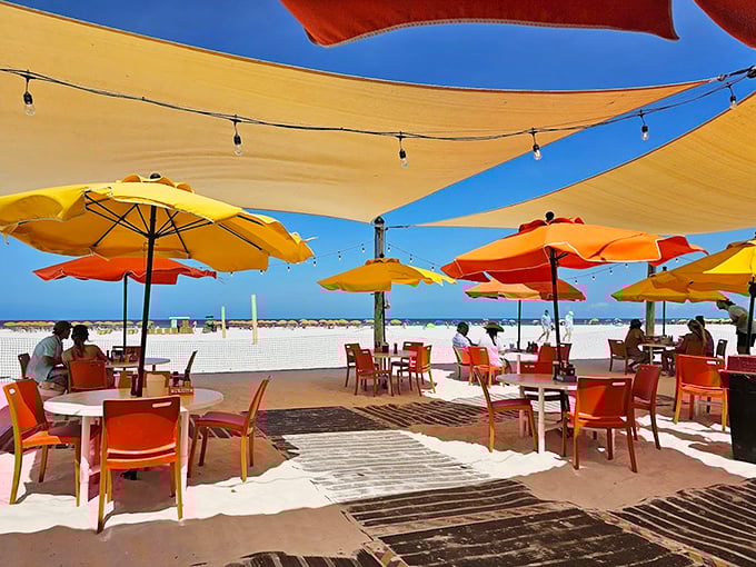 Dining with your toes practically in the sand&mdash;where orange umbrellas create islands of shade and the Gulf provides the soundtrack.