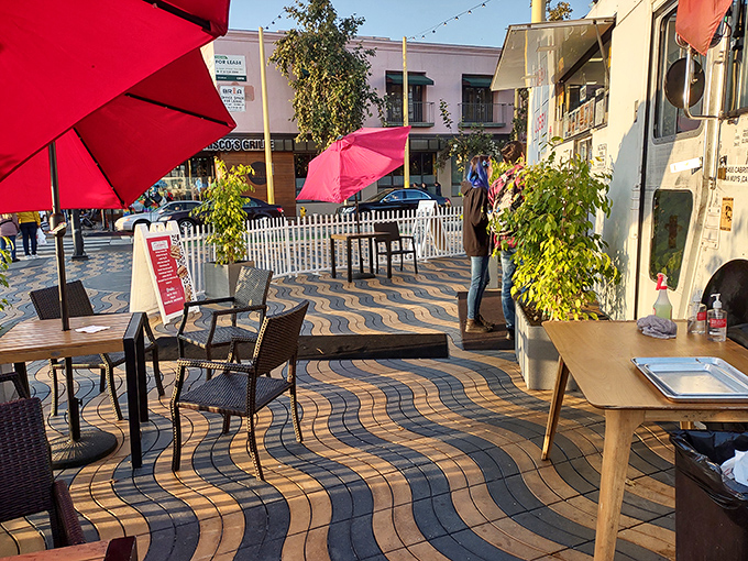The outdoor patio offers a front-row seat to Santa Monica's colorful parade of humanity, with umbrellas providing shade for your seafood feast.