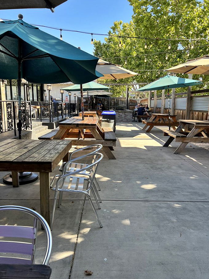 The outdoor patio &ndash; where California sunshine meets Texas tradition, creating the perfect stage for enjoying smoky treasures under blue skies and gentle breezes.