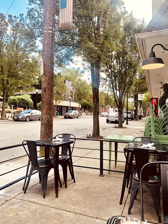 Main Street Milford provides the perfect backdrop for an alfresco meal. These tables have witnessed countless first dates, celebrations, and "you've got to try this" moments.