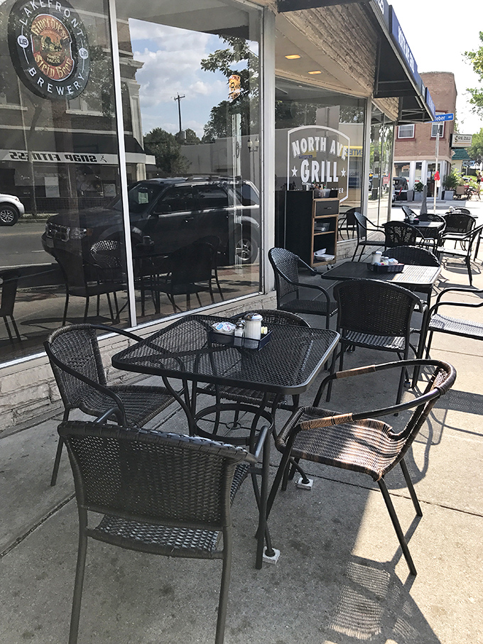 Outdoor patio seating offers the perfect spot for enjoying breakfast while watching Wauwatosa's charming streetscape pass by leisurely.