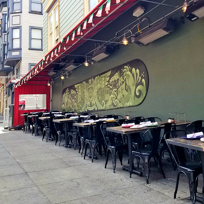 Outdoor seating that combines San Francisco cool with Italian hospitality. These tables have witnessed more food epiphanies than a cooking show judge.