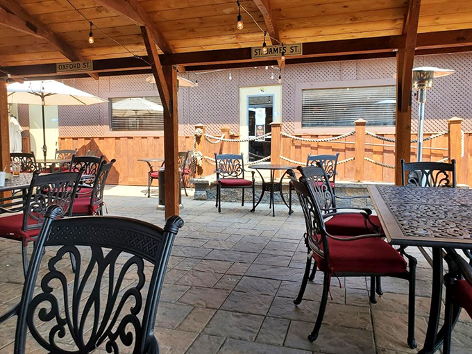 The outdoor patio offers fresh air dining with comfortable seating—because seafood always tastes better with a side of sunshine.