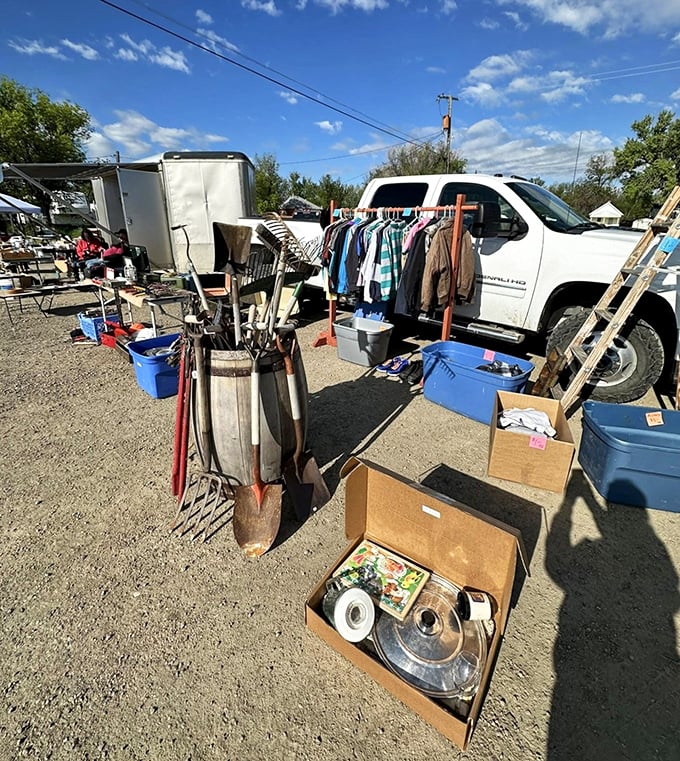 The ultimate Montana yard sale sprawls across the gravel, where rusty treasures and vintage finds await their forever homes.
