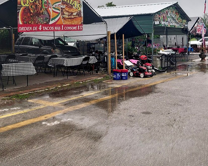 Even on rainy days, the market buzzes with activity—proving great deals are worth braving a few puddles for.