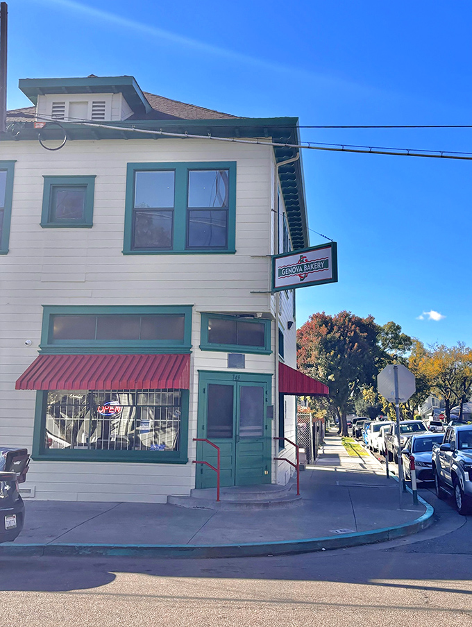 Corner location, classic architecture, and that iconic sign&mdash;Genova Bakery stands as a delicious landmark in Stockton's culinary landscape.